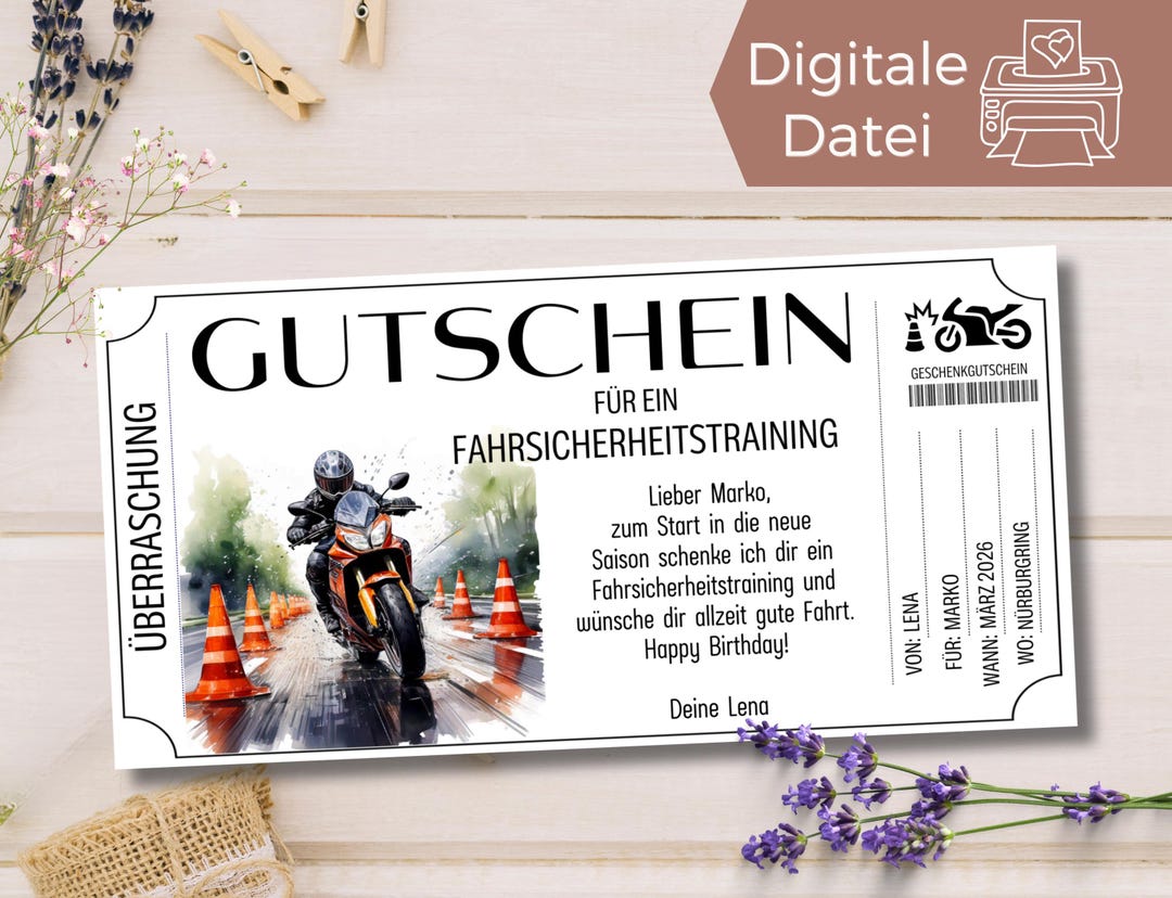 Voucher for Driving Safety Training Motorcycle Template for Printing ...