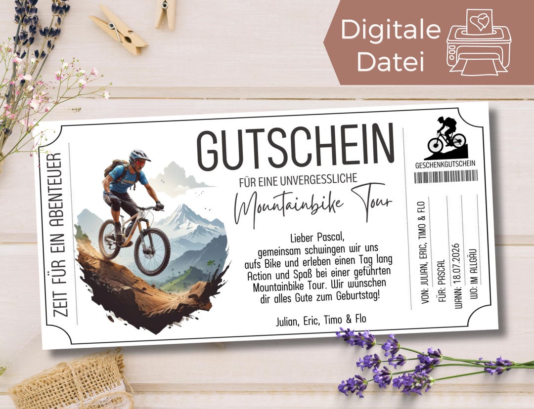 Voucher Mountain Bike Tour Template Voucher Template Bike Tour to Print ...
