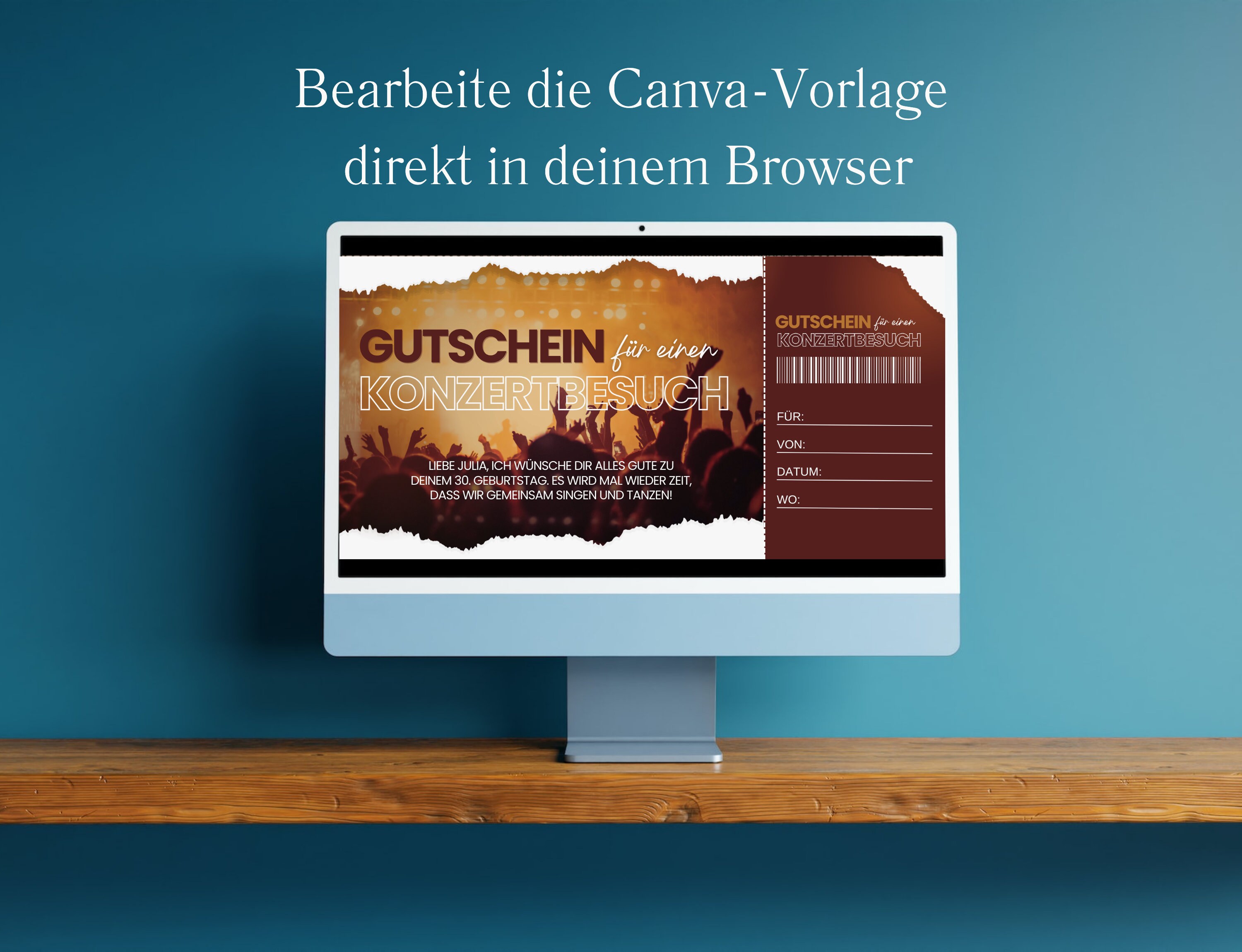 Voucher Concert Visit Template Voucher Concert to Print Out Ticket Gift ...