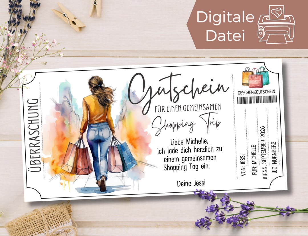 Voucher Shopping Trip Template | Voucher Template for Girls' Day Out to ...