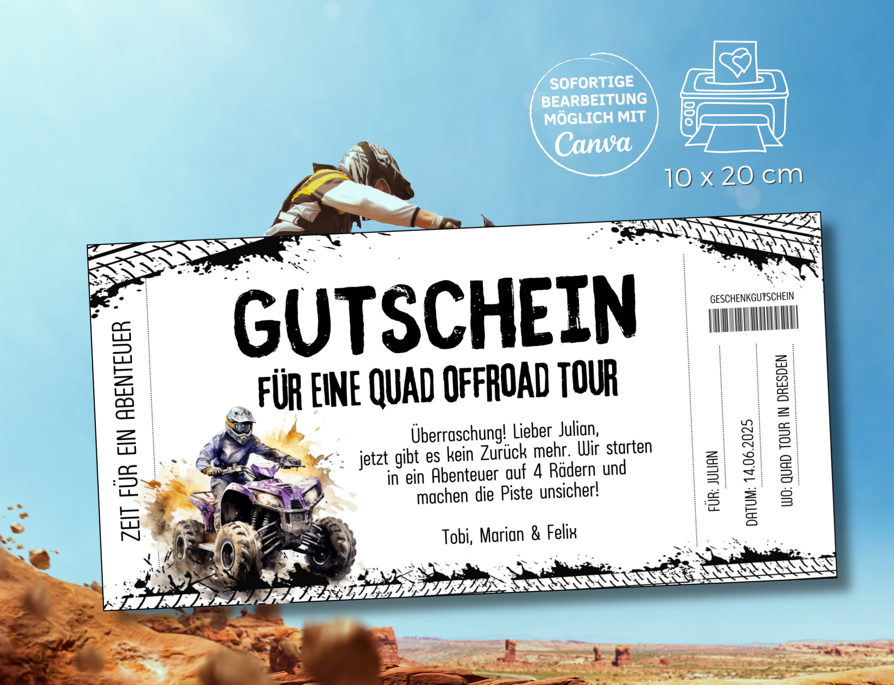 Voucher Template for Quad Driving Quad Tour Gift Voucher to Print Out ...