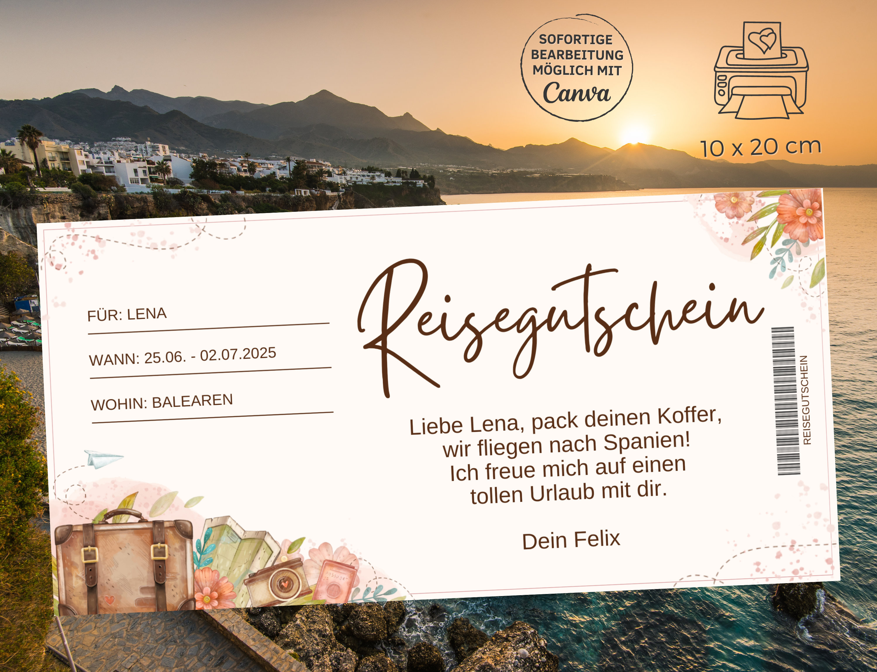 Reisegutschein Gutschein für eine Reise Vorlage Gutschein Flugreise zum ...