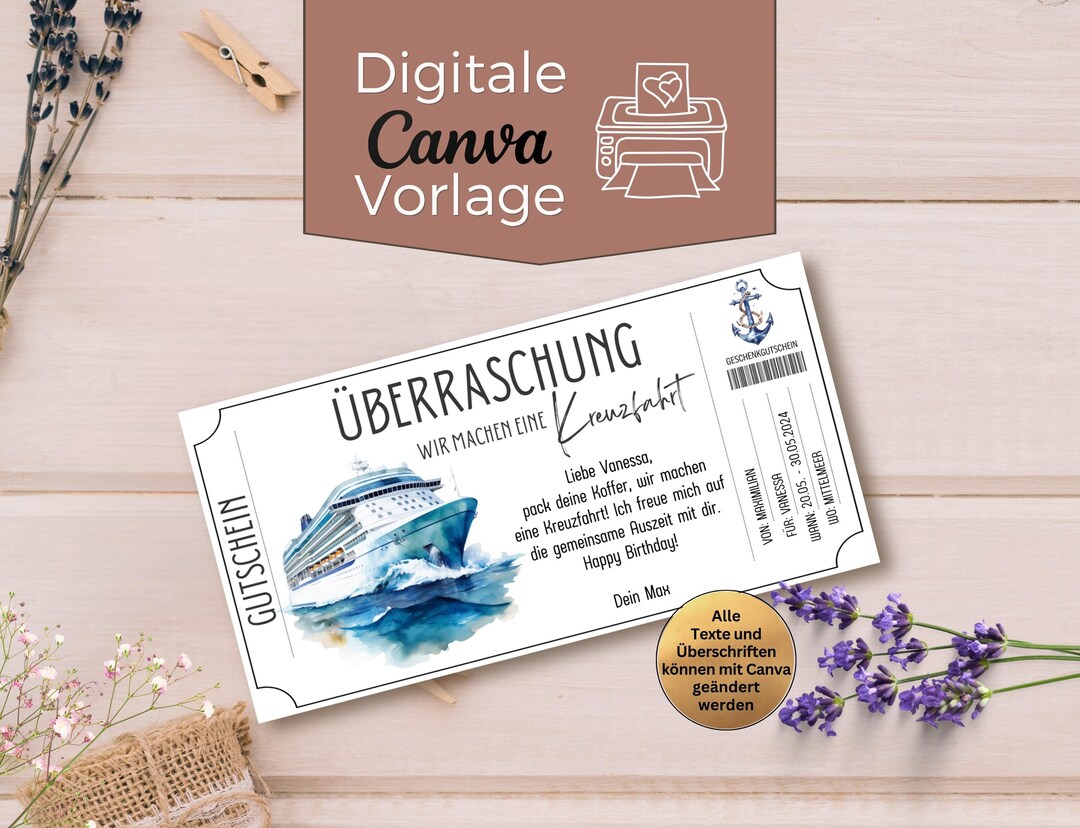 Cruise Voucher Template for Designing and Printing | Travel Voucher for ...