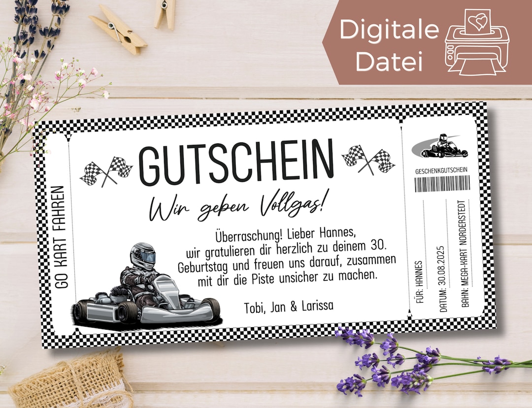 Voucher Template Go Karting Voucher Karting to Print Voucher for ...