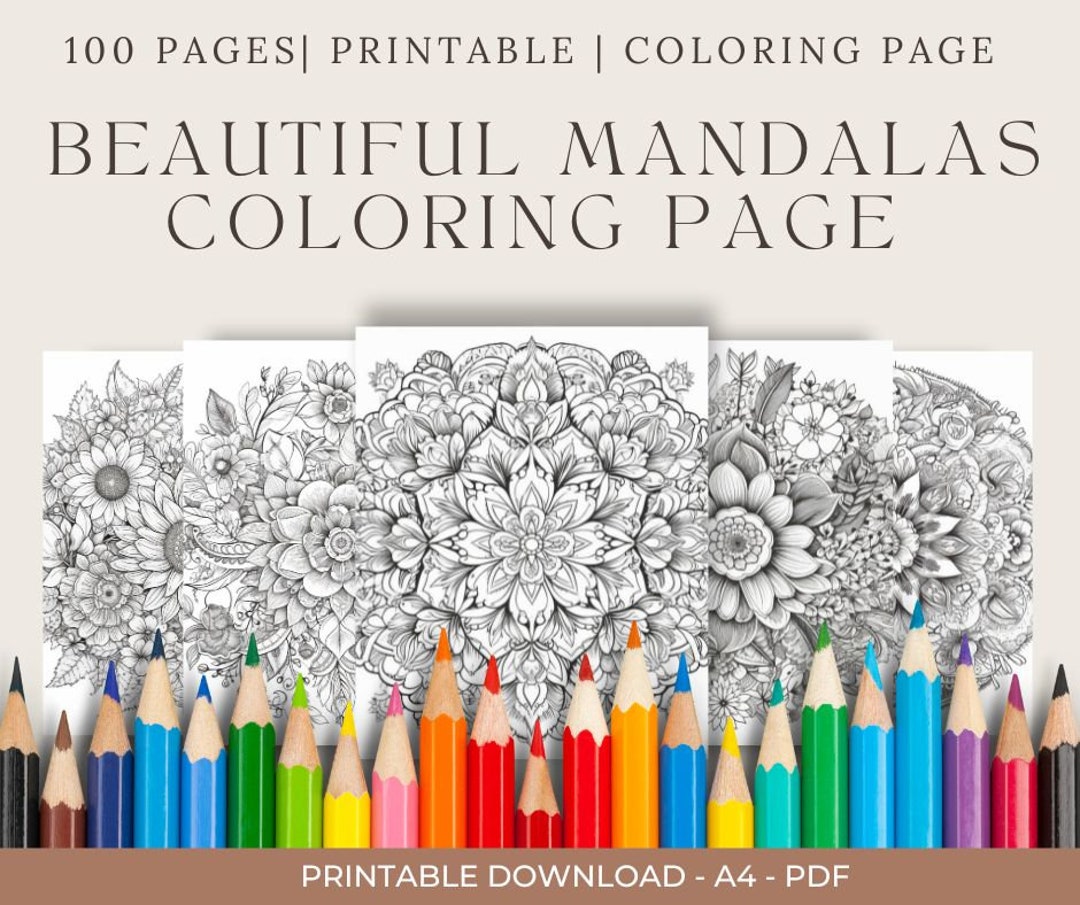 100 Beautiful Mandalas Coloring Page Templates Coloring Stress Relief ...