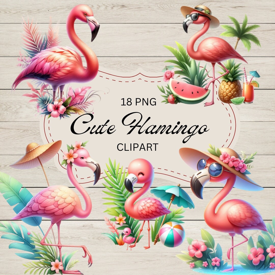 Clipart Cute Flamingos PNG Transparent Background Commercial Use ...