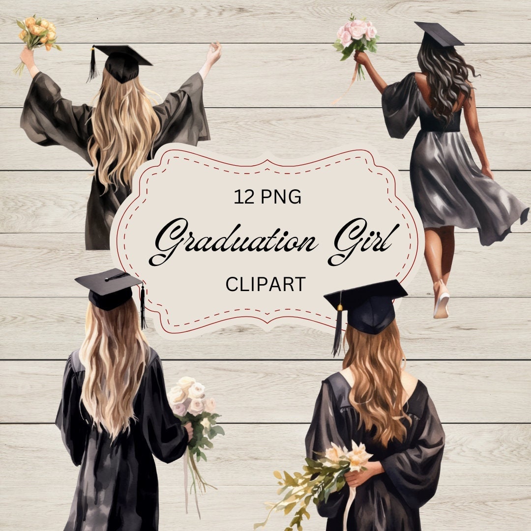 Graduation Girl Clip Art PNG Transparent Background Commercial Use ...
