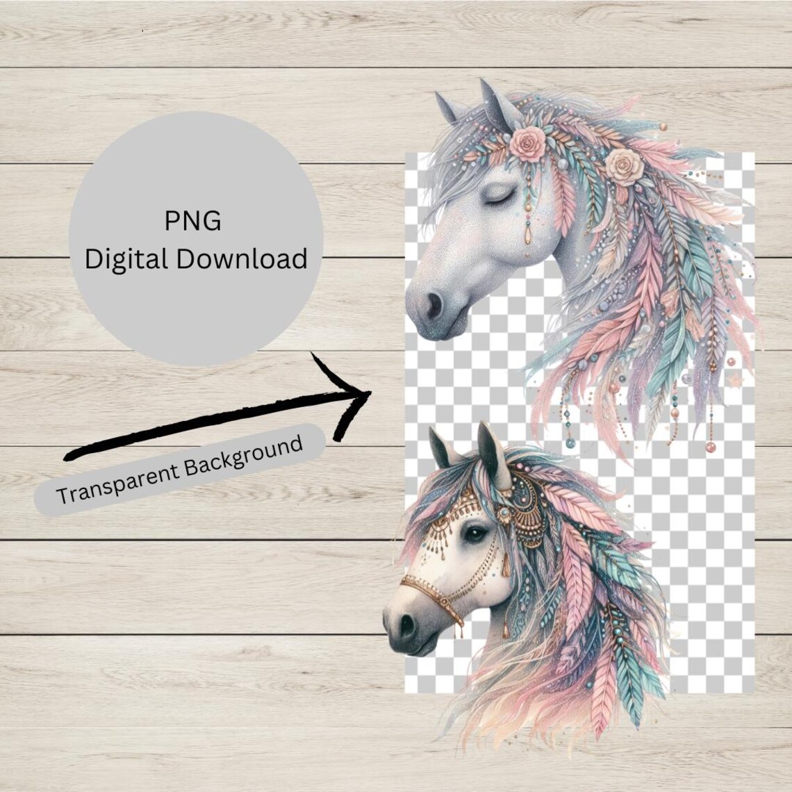 Boho Horses Clip Art | Horses Clipart | Boho Style | Sublimation | PNG ...