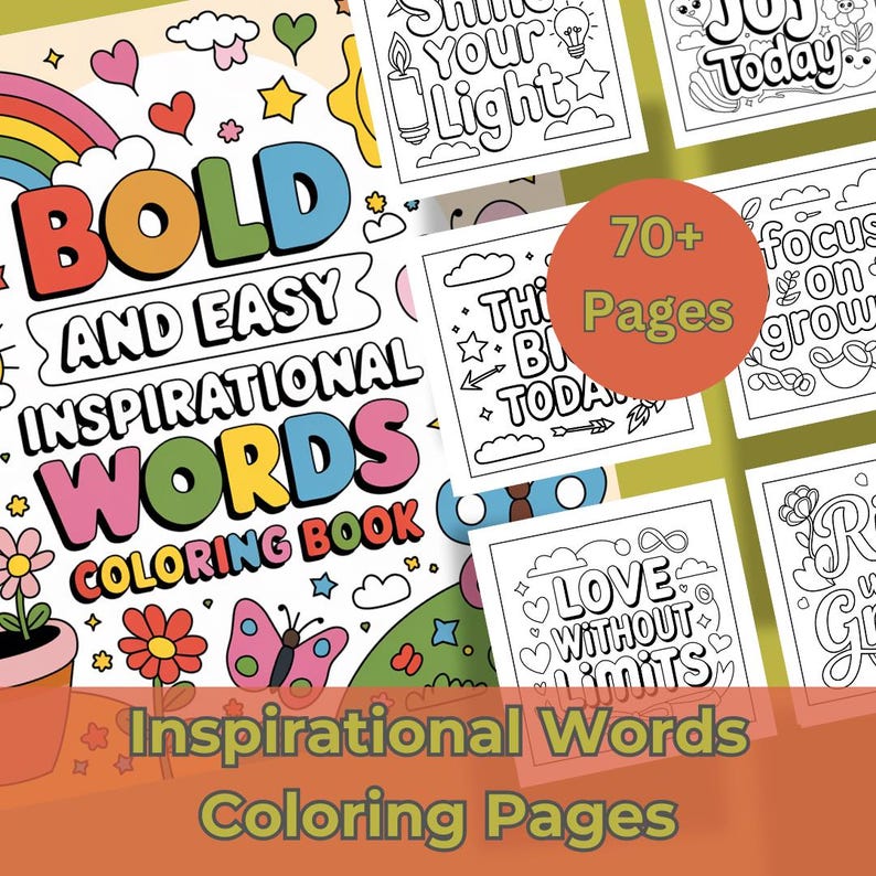 Inspirational Words Coloring Pages |templates |stress Relief |for ...