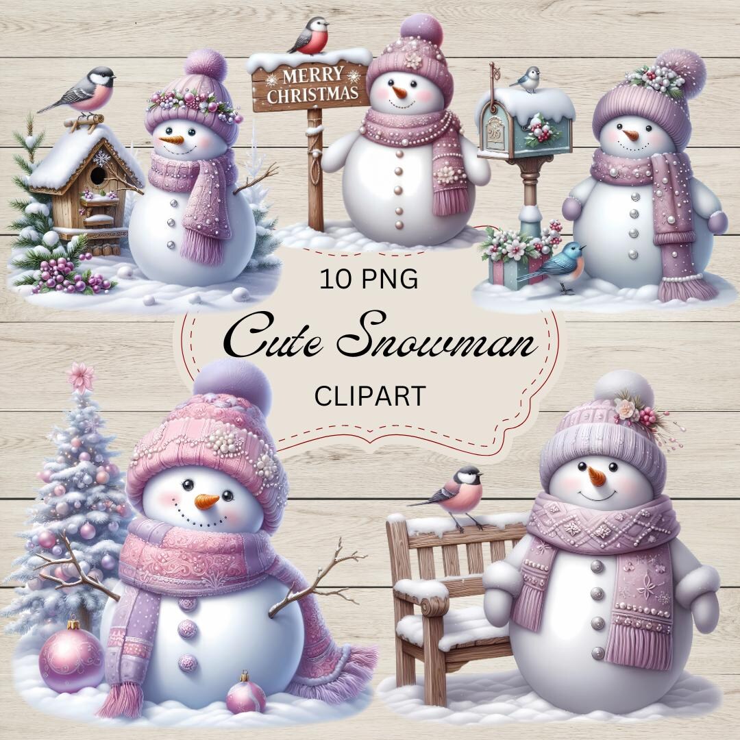 Cute Winter Snowman Clipart PNG | Snowman Sublimation | Commercial Use ...
