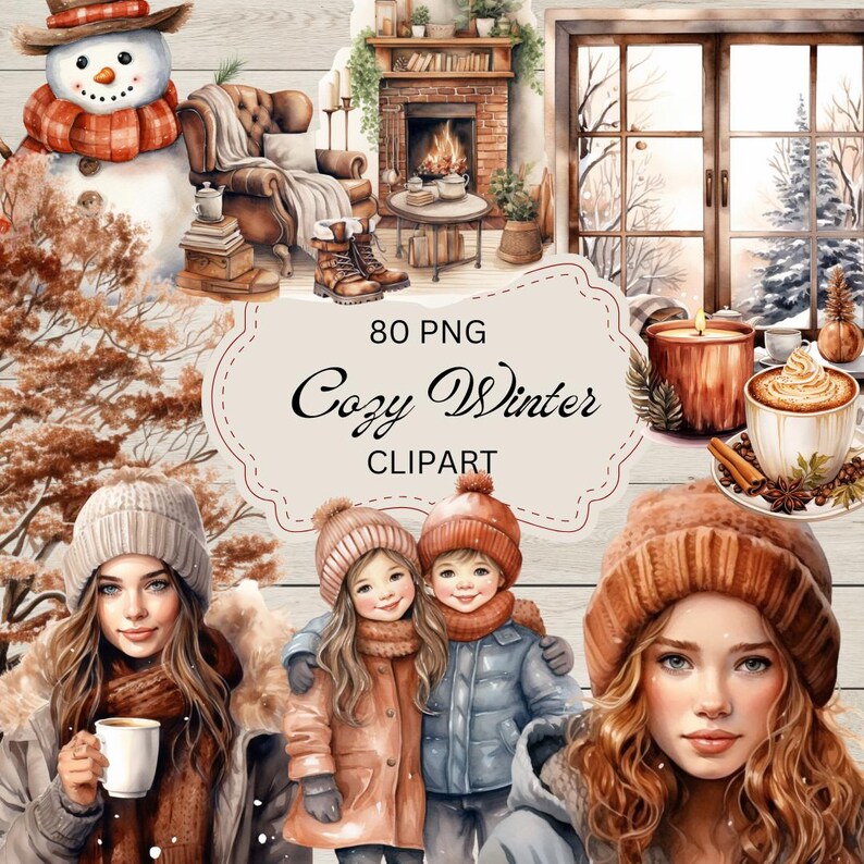 Cozy Winter Clip Art Bundle L PNG Clip Art | Clip Art Sublimation ...
