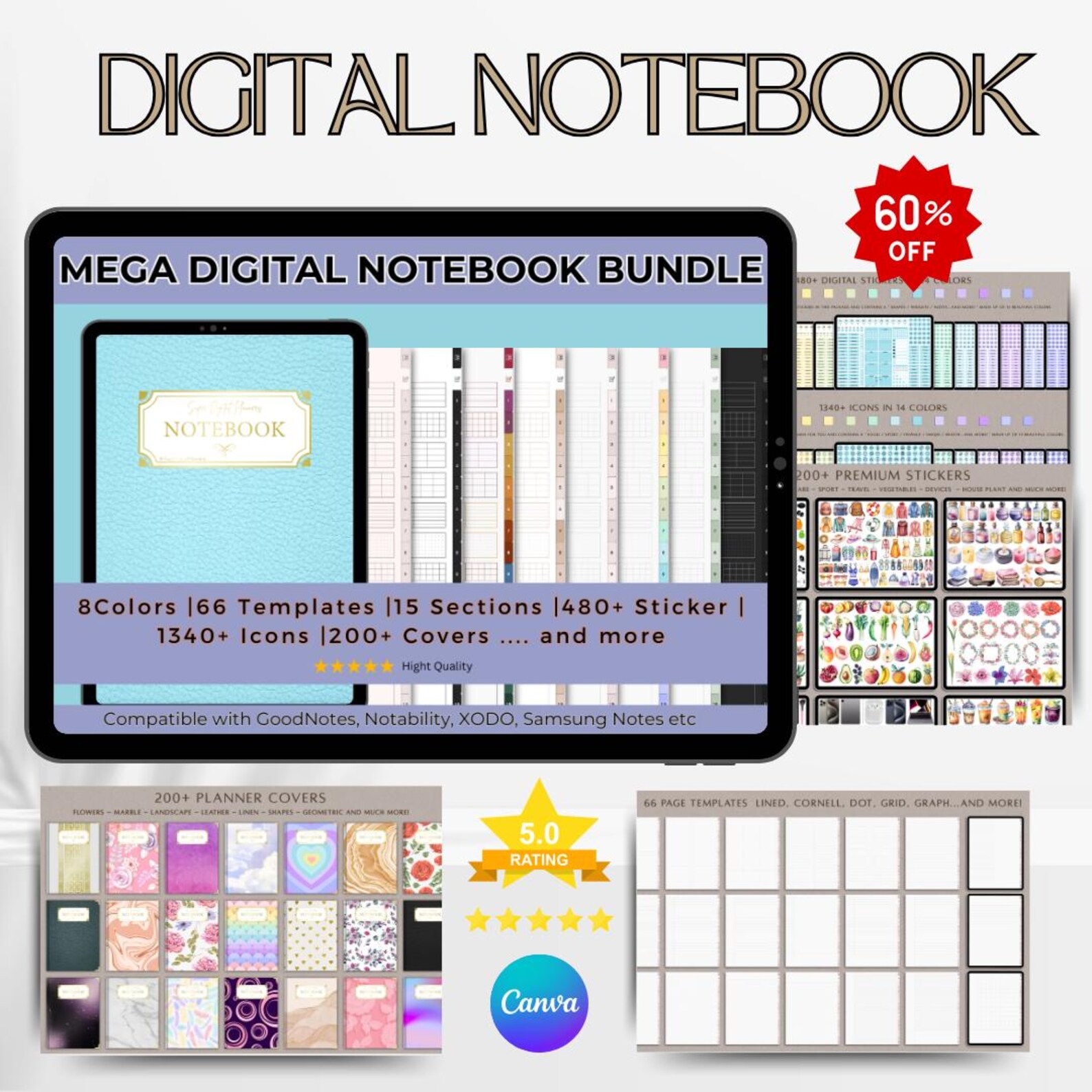 Digital Notebook | Student Notebook | iPad Notebook | Goodnotes ...