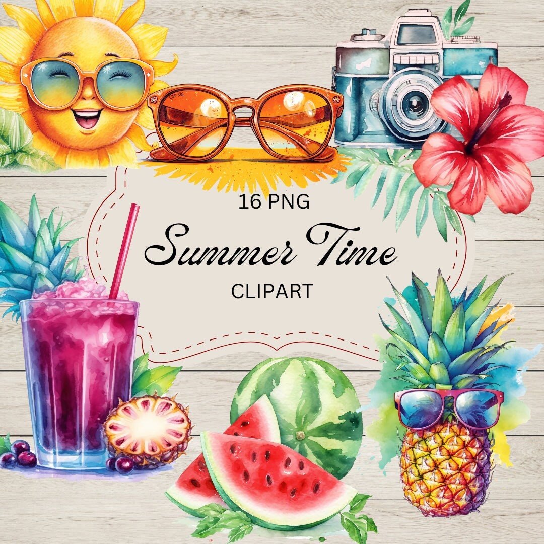 Clipart Motif Summer Time PNG Transparent Background Commercial Use ...