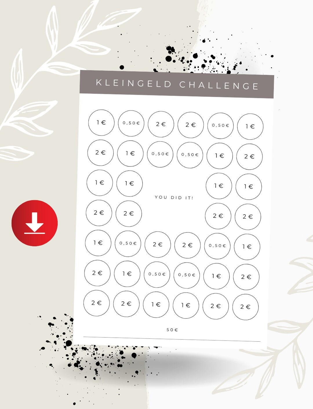 Small Change Savings Challenge Savings Goal 50 Digital - Etsy