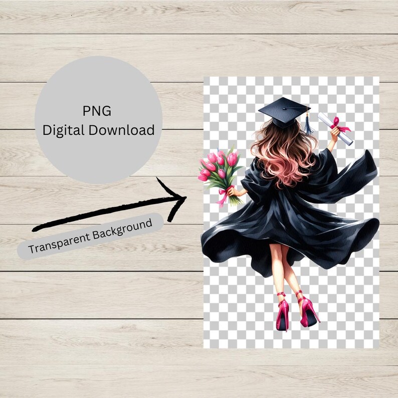 Graduation Girl Clipart | PNG | Transparent Background | Commercial Use ...