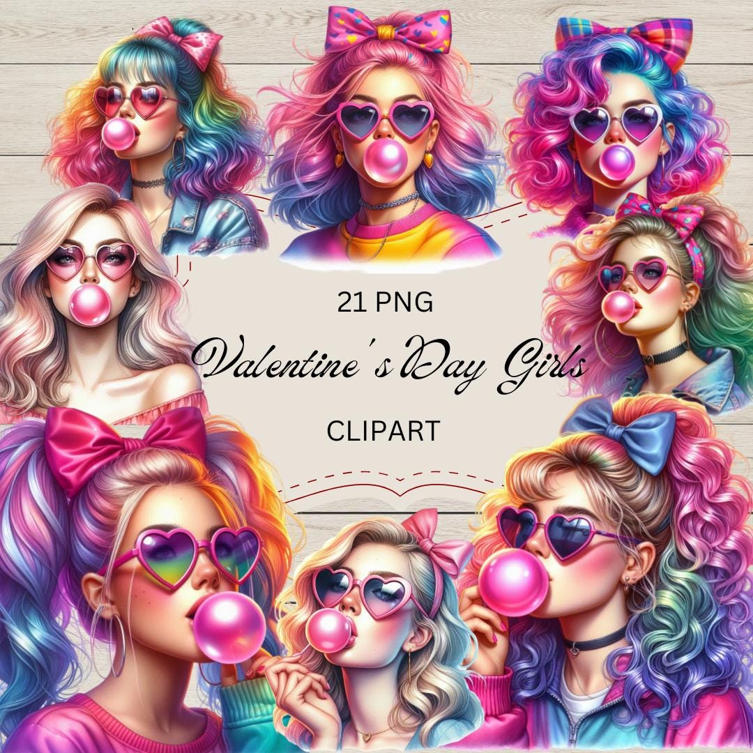 Valentines Day Girls Clip Art | PNG | Transparent Background ...