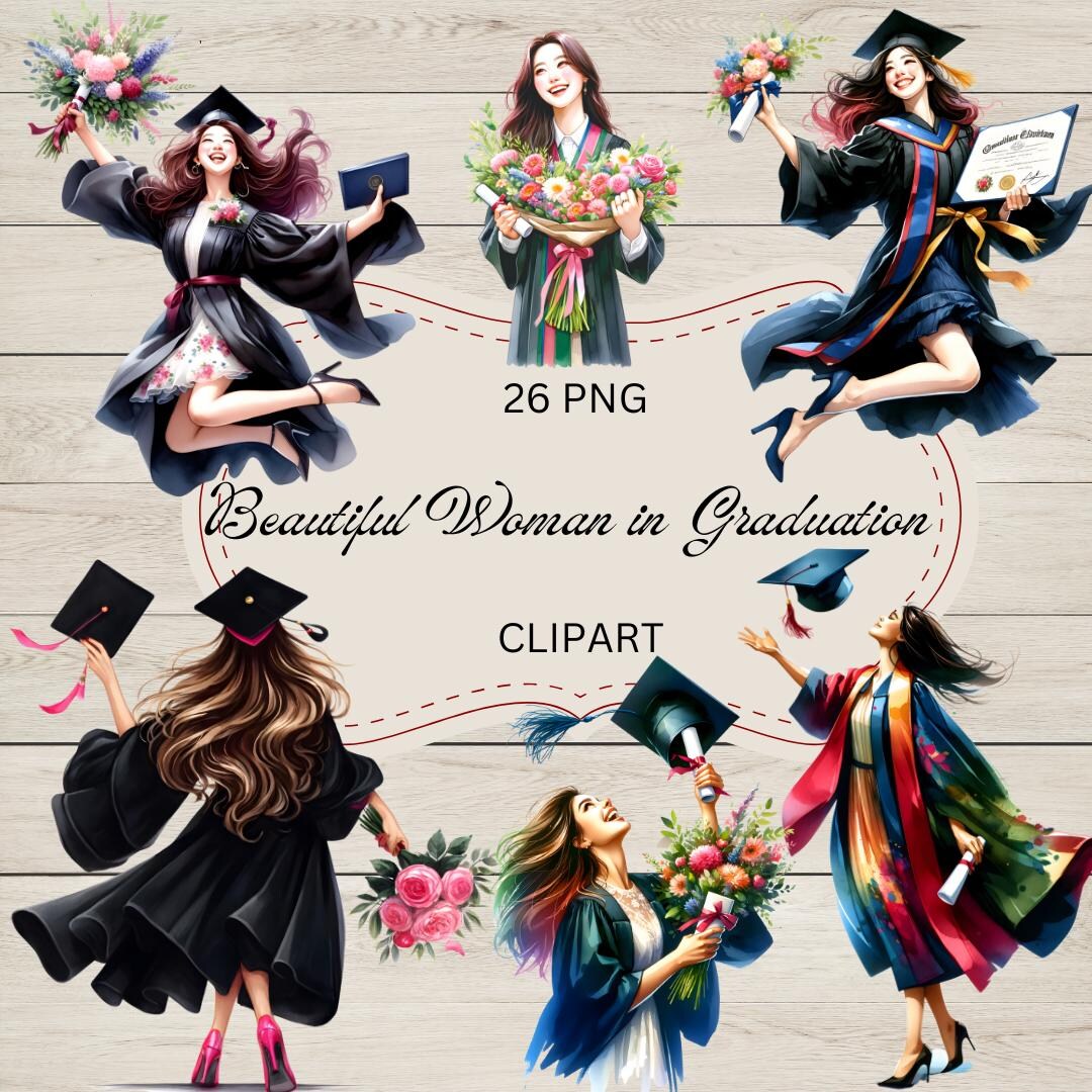 Graduation Girl Clipart | PNG | Transparent Background | Commercial Use ...
