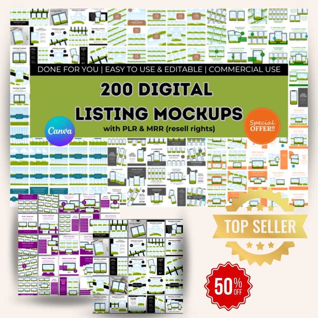 Etsy Listing Mockup Bundle | Digital Product Mockup | Canva | MRR | PLR ...