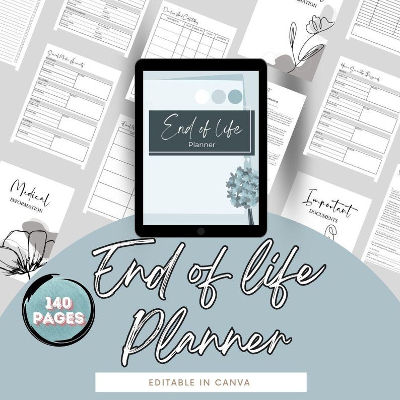End of Life Planner Printable What-if Binder Digital File Emergency Planner Funeral Planner ...