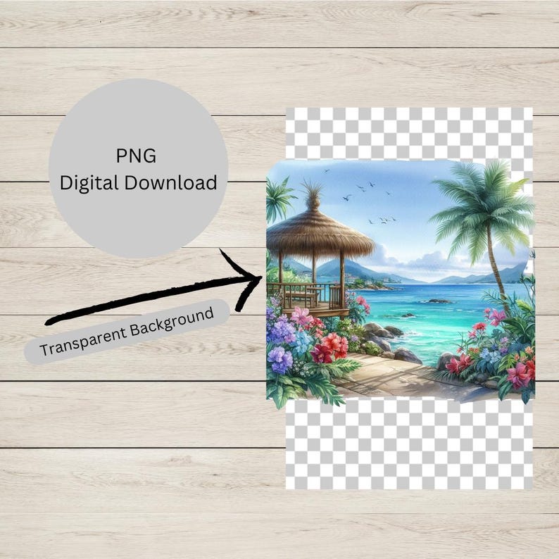 Watercolor Summer Beach Views Clipart Bundle |PNG |transparent ...