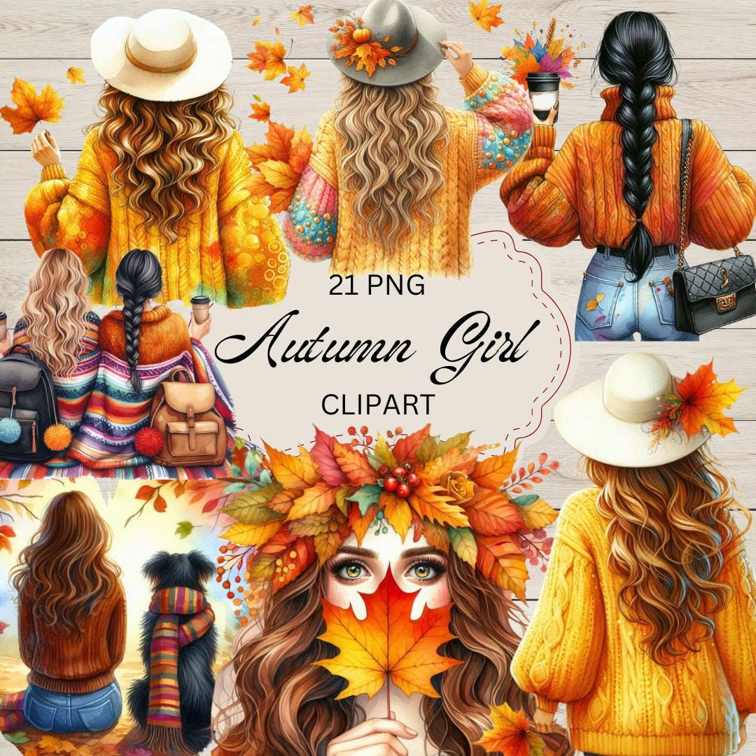 Autumn Girl Clipart | Autumn Sublimation | Commercial Use | Fall Clip ...