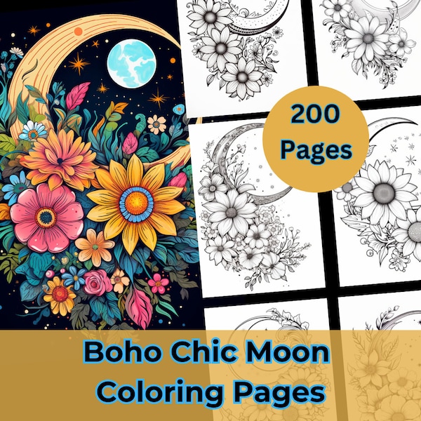 Moon Coloring Page - Etsy