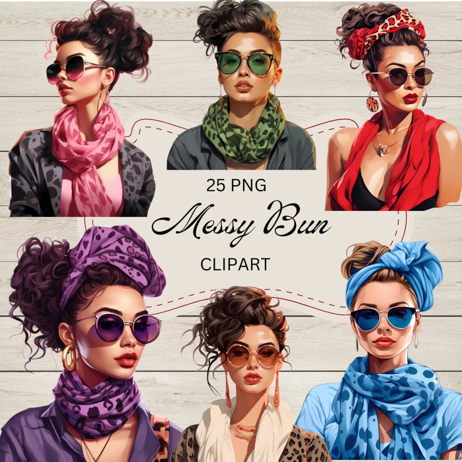 Beautiful Messy Bun Clipart |PNG |transparent Background |commercial ...