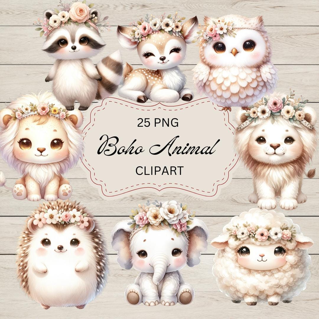 Boho Animal Print Clip Art | Animal Clipart| Boho Style | Sublimation ...