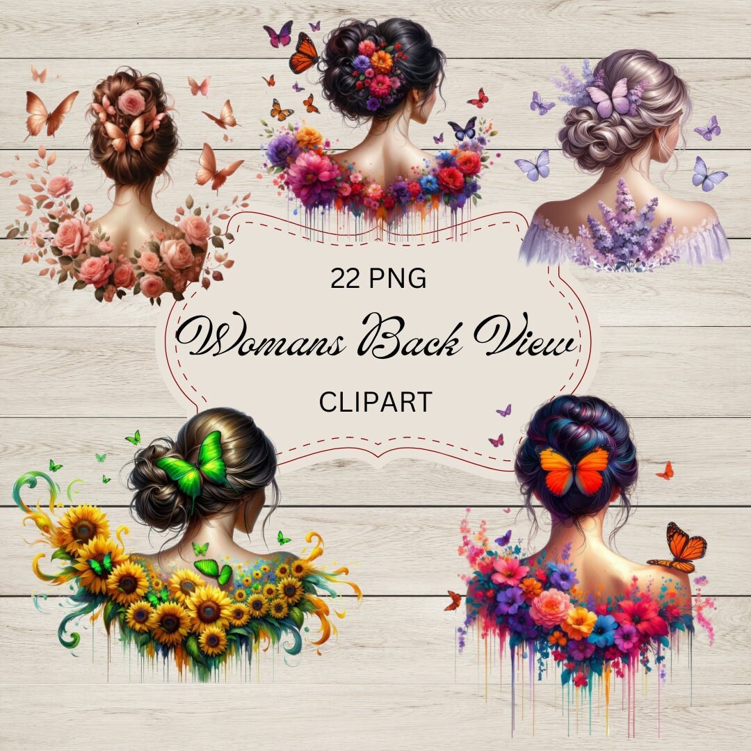 Womans Back View Clipart | PNG | Transparent Background | Commercial ...