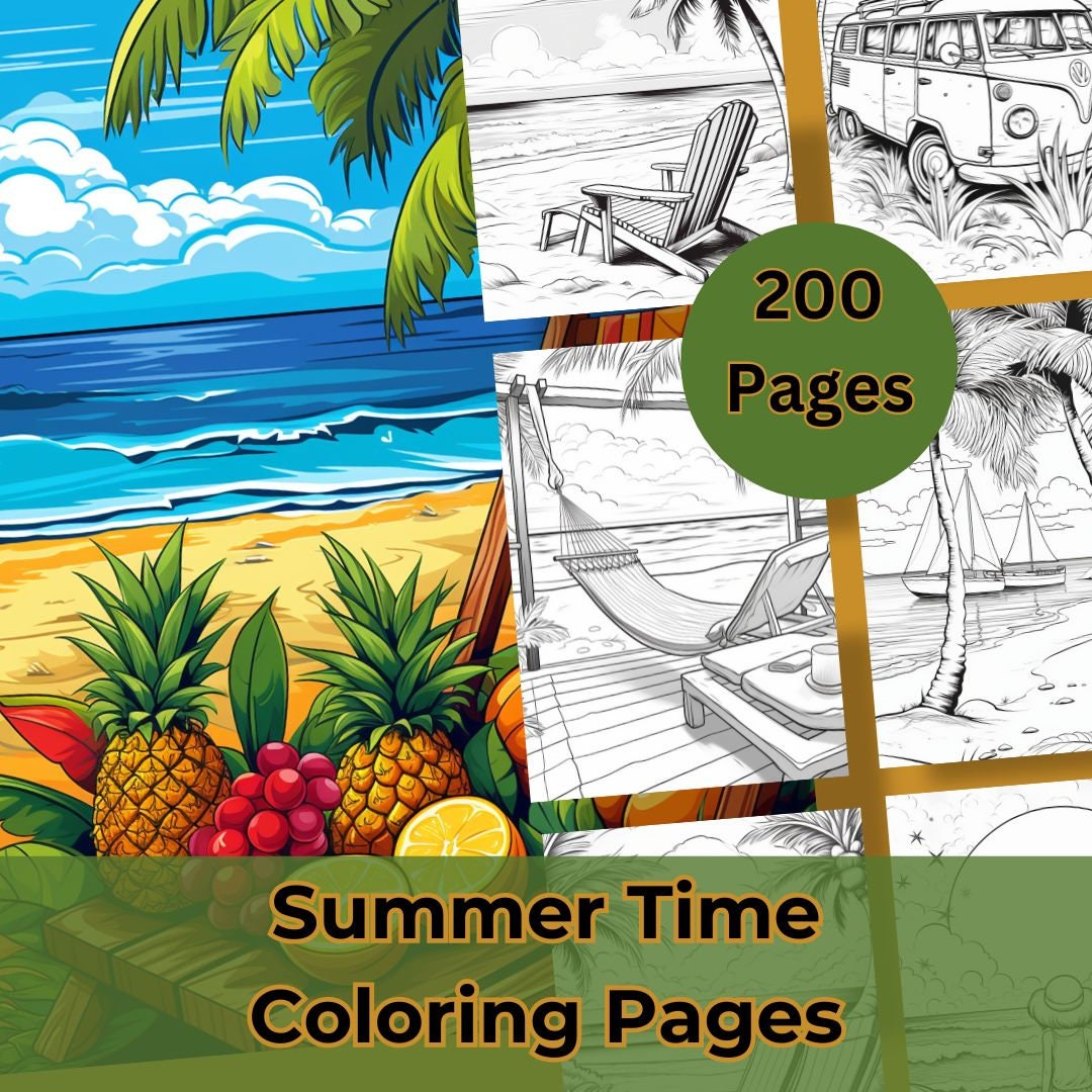 200 Summer Time Coloring Pages Templates Coloring for Adult Stress ...