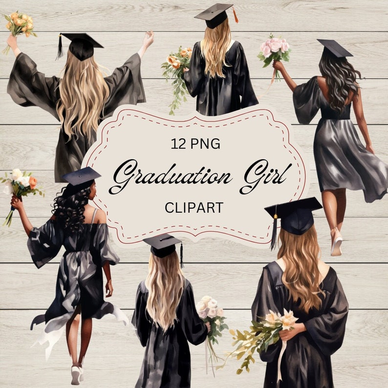 Graduation Girl Clip Art | PNG | Transparent Background | Commercial ...