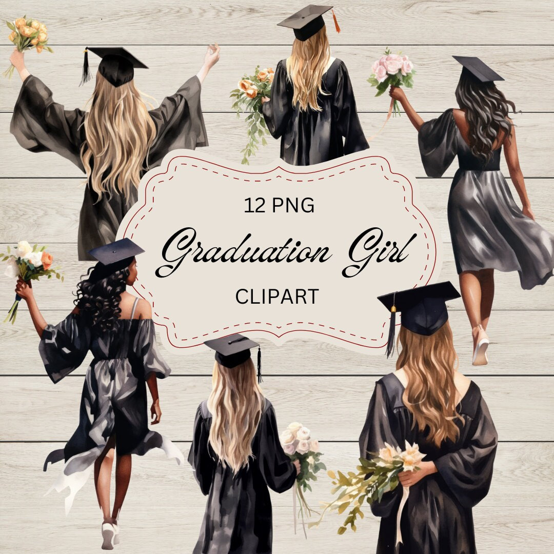 Graduation Girl Clip Art | PNG | Transparent Background | Commercial ...