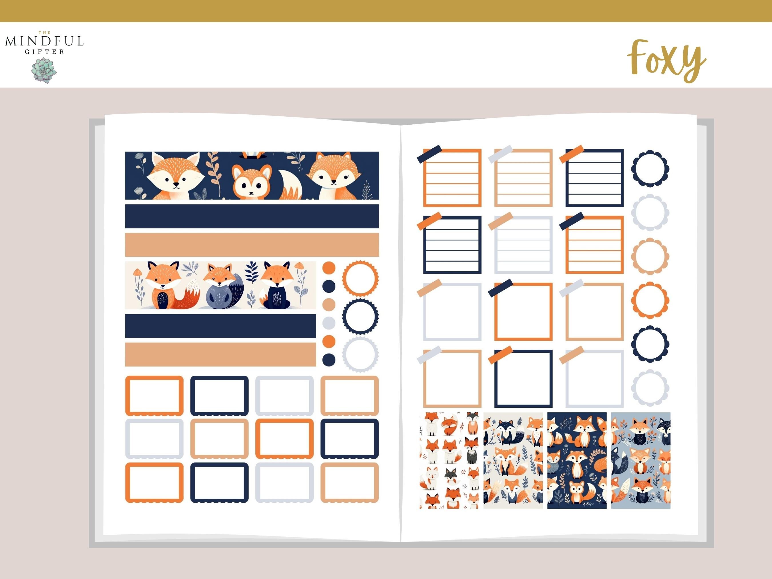 Whimsical Fox Forest Printable Sticker Kit for Erin Condren Weekly ...