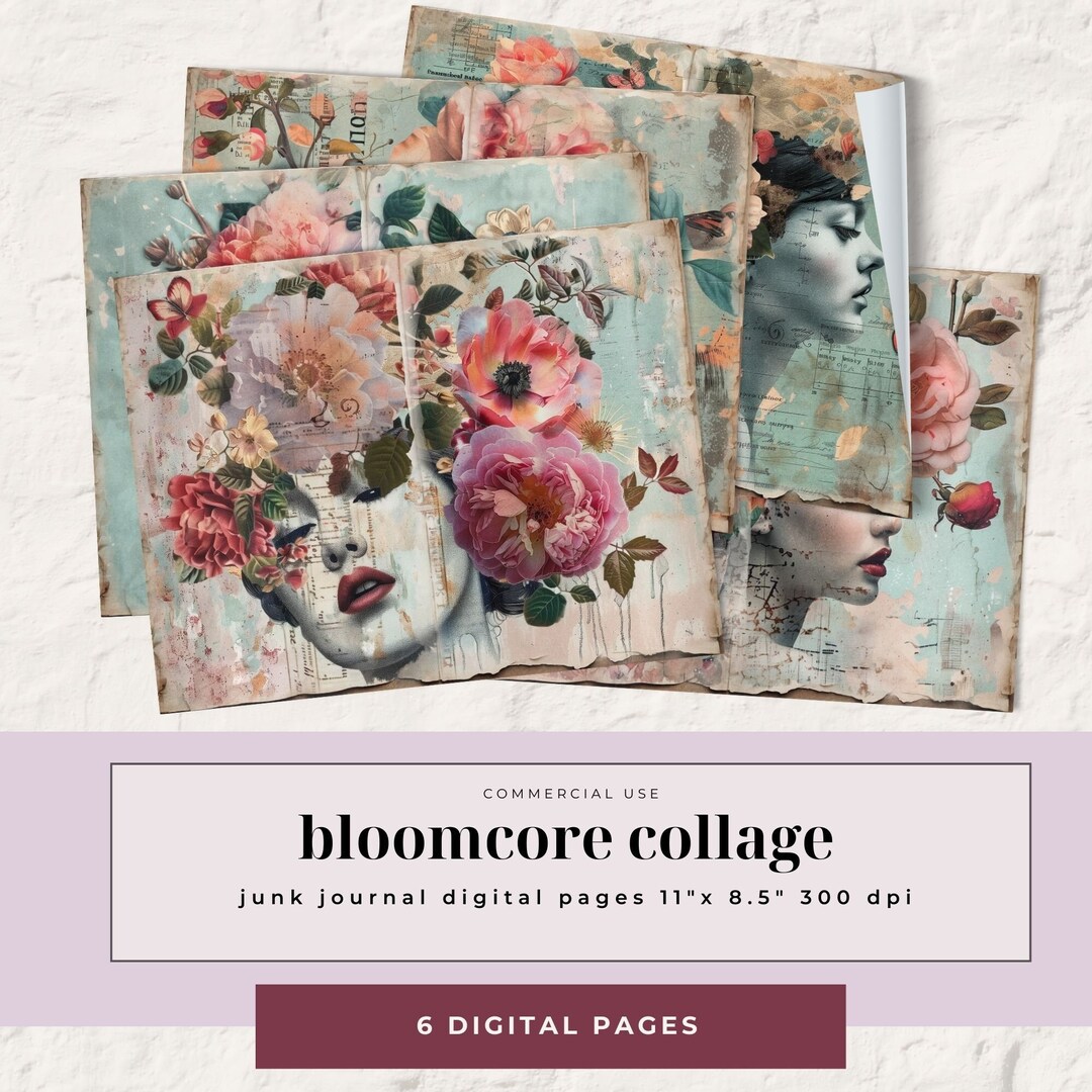 Bloomcore Collage Paper L Patterned Papers | Junk Journal Pages ...