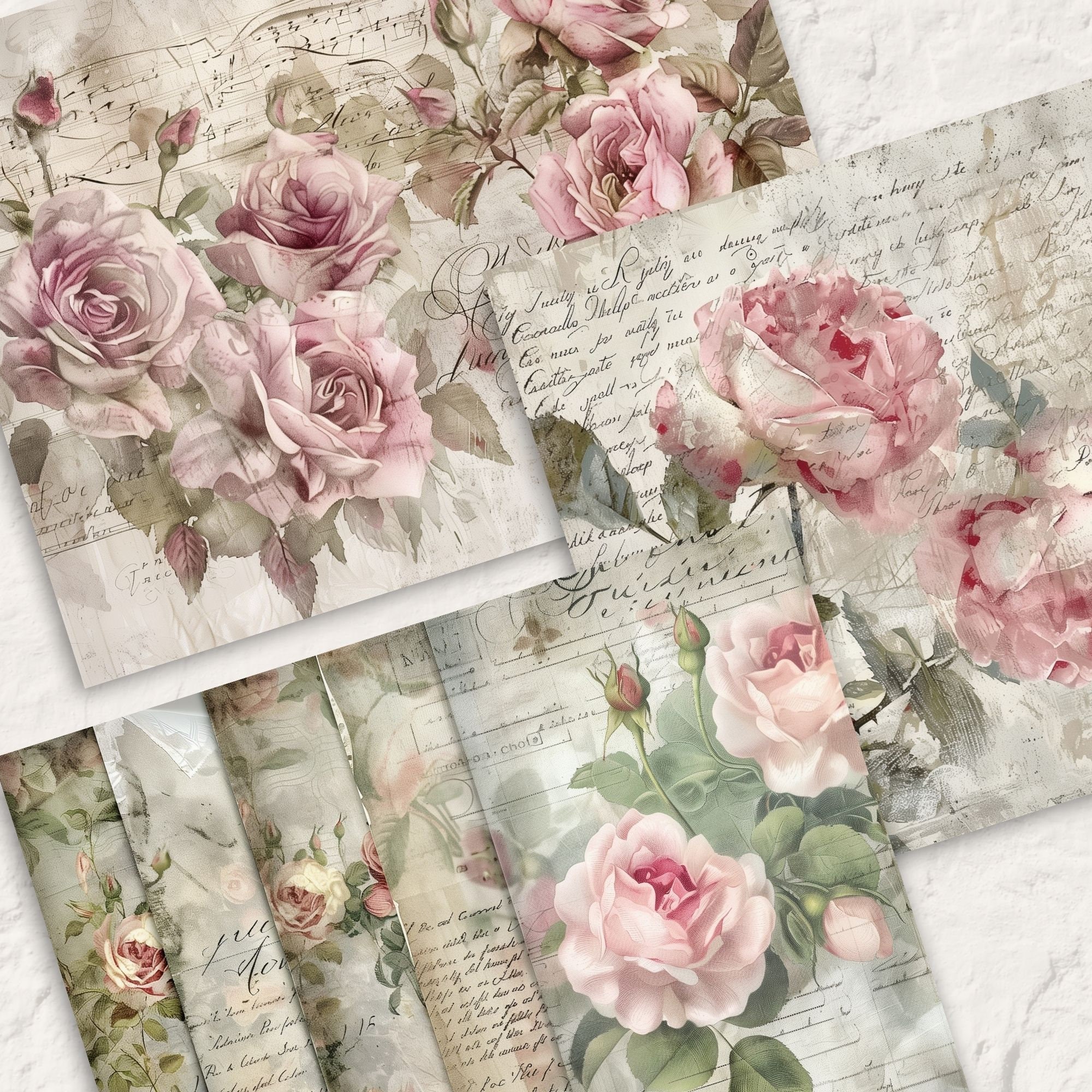 Junk Journal | Journal Papers | Vintage Papers | Rose Digital Paper ...