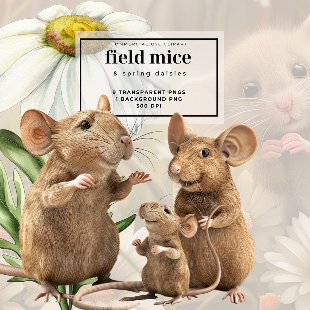 Mouse and Flower Clipart | Cute Mice | Flower Images | Digital Download ...