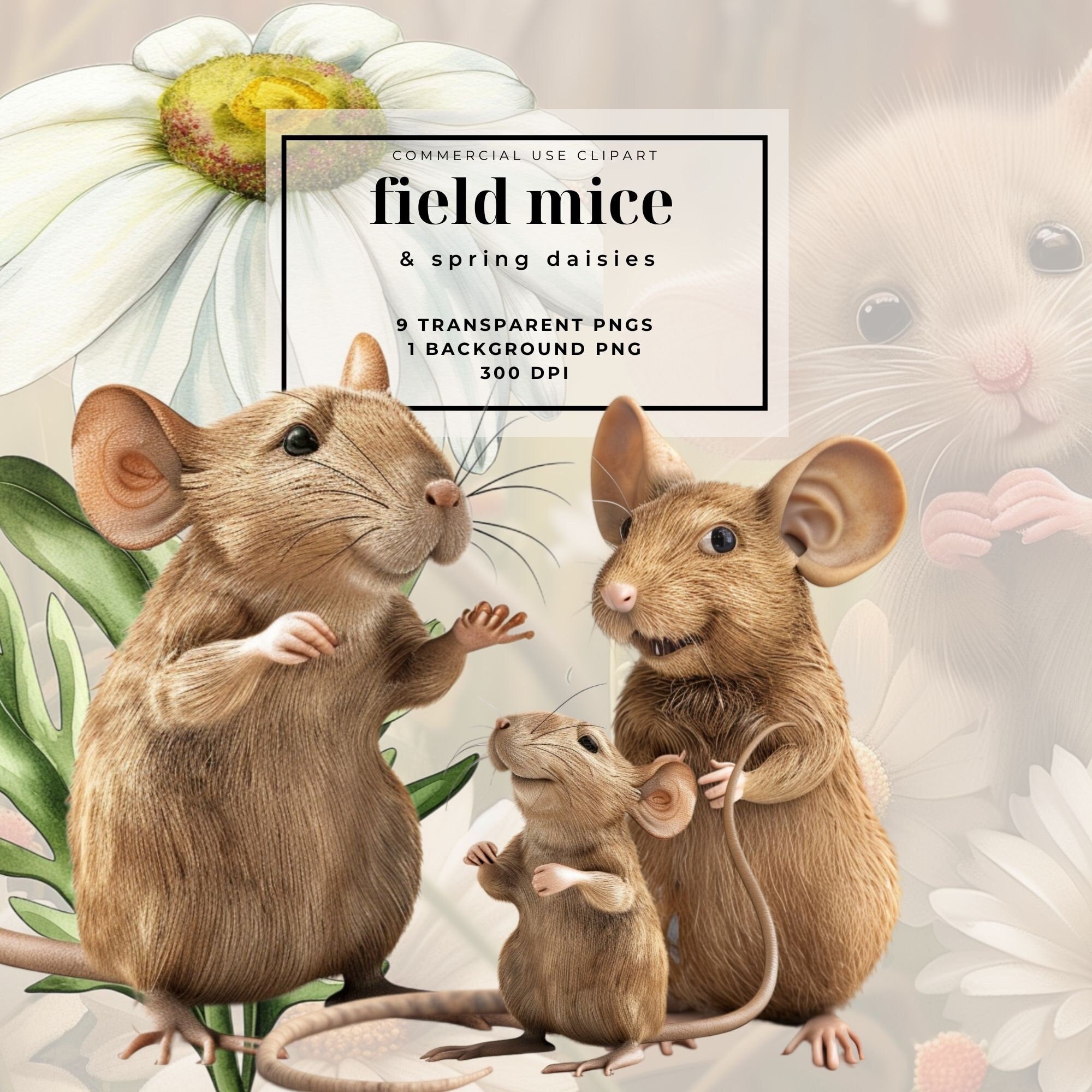 Mouse and Flower Clipart | Cute Mice | Flower Images | Digital Download ...