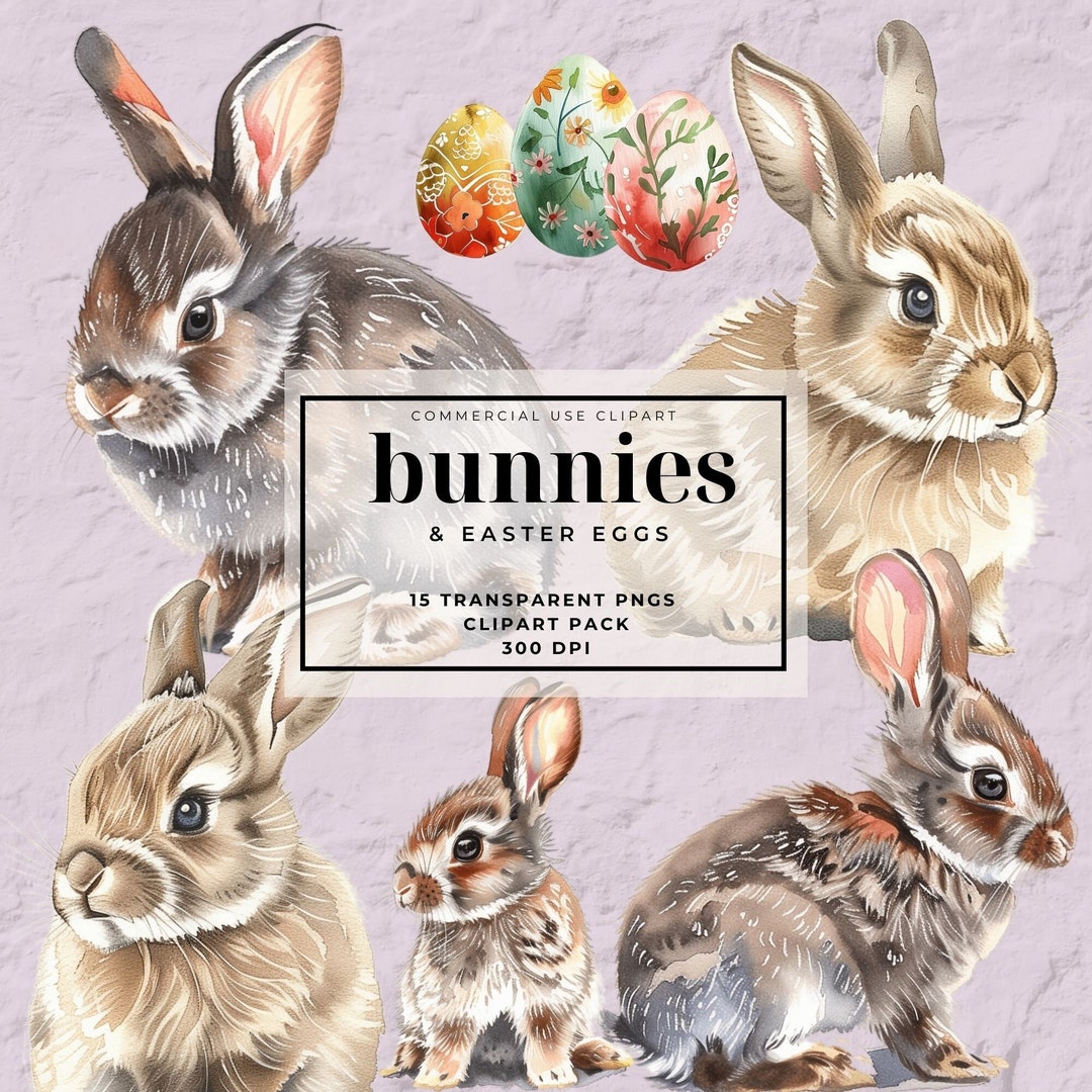 Cute Bunny Easter Egg Clipart, Clipart for Commercial Use, Transparent ...