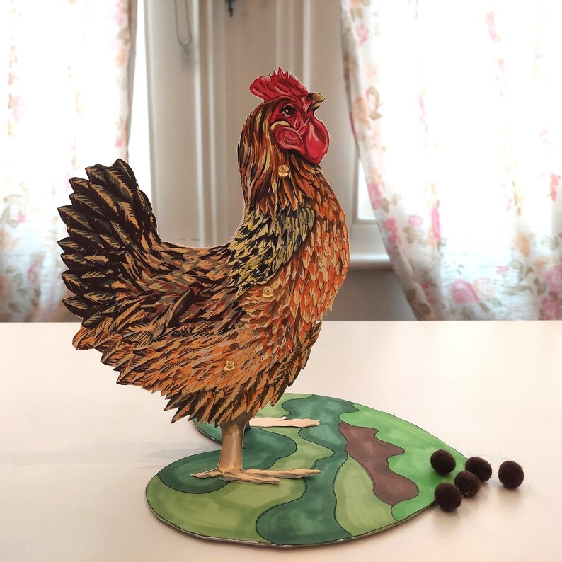Printable Paper Rooster Toy - Etsy