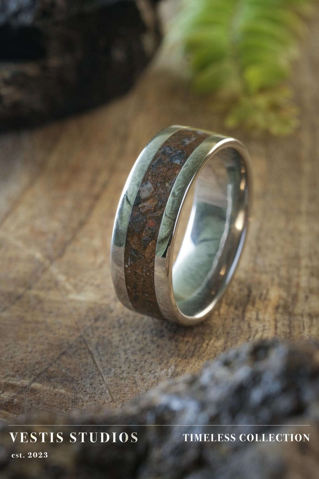 Triceratops Fossil Ring | Dinosaur Bone Ring | Polished Stainless Steel ...