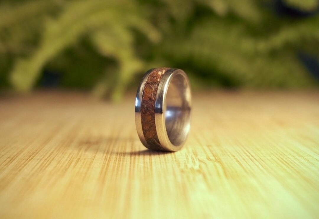 Triceratops Fossil Steel Ring Handmade Authentic Dinosaur Fossil ...
