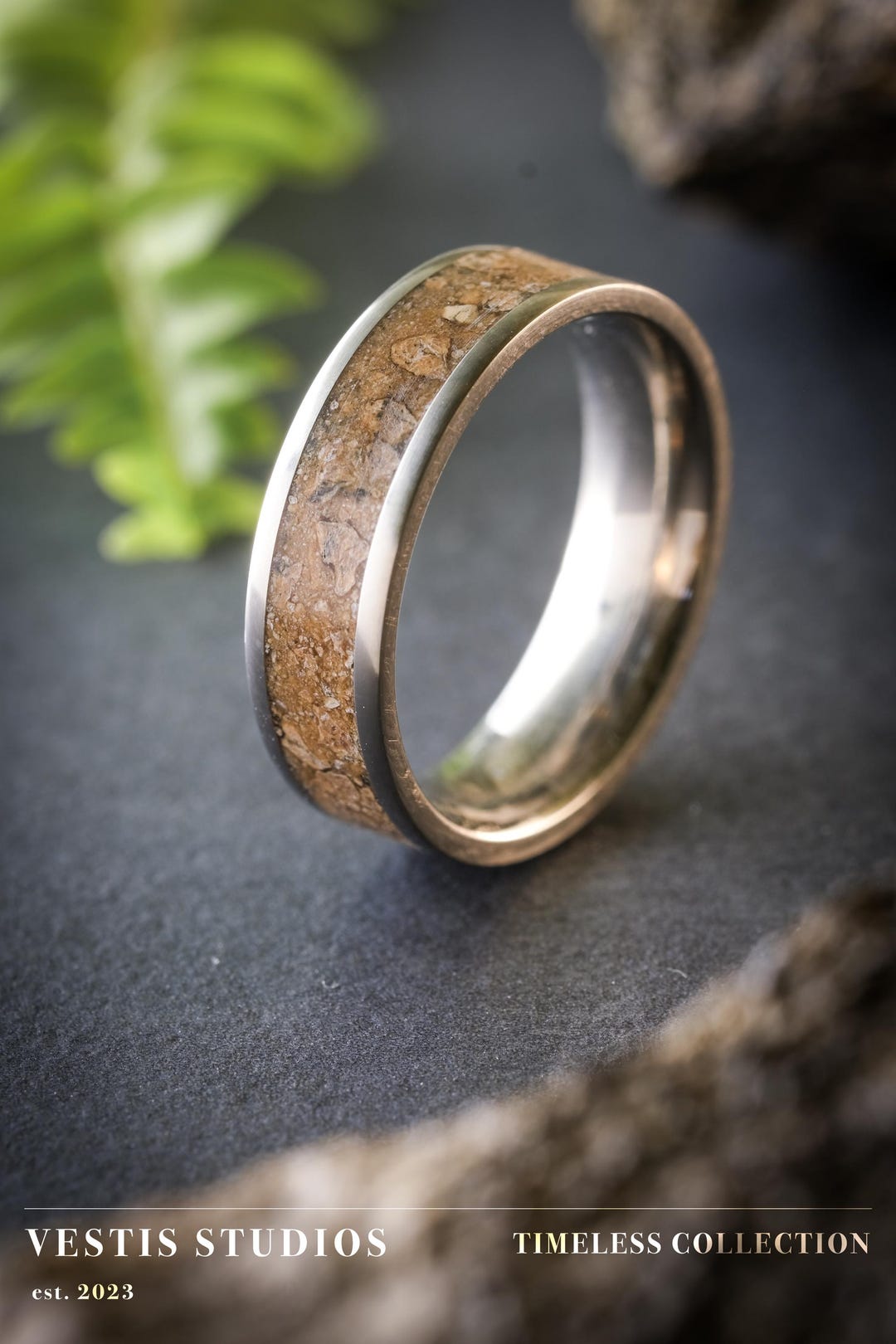 Mosasaur Fossil Ring | Dinosaur Bone Ring | Titanium Wedding Band - Etsy