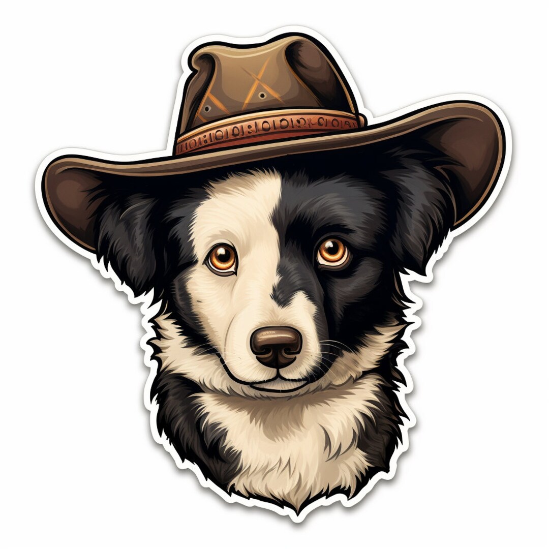 Border Collie in a Cowboy Hat Sticker - Etsy