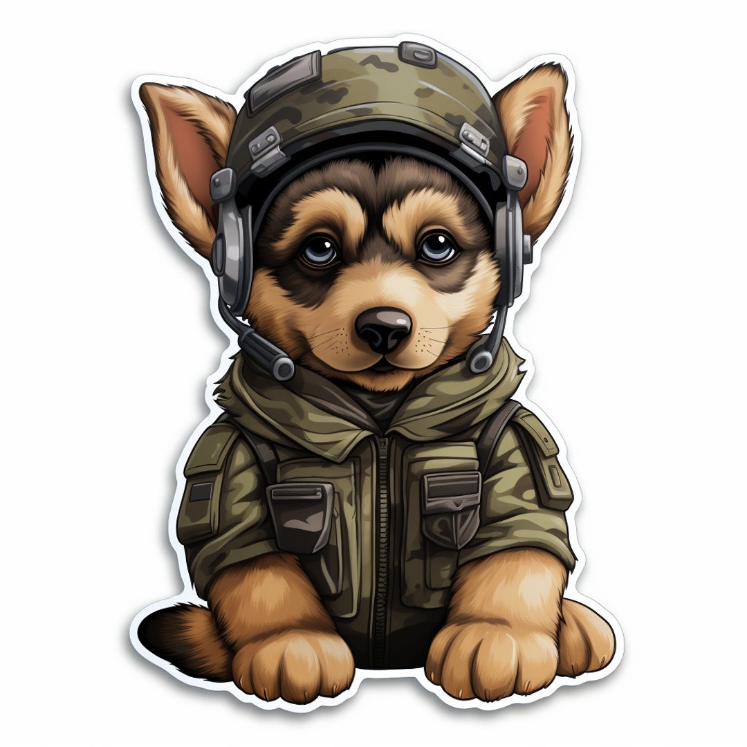 Combat GSD Sticker - Etsy