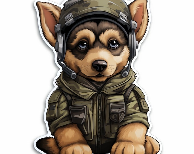 Combat GSD Sticker - Etsy