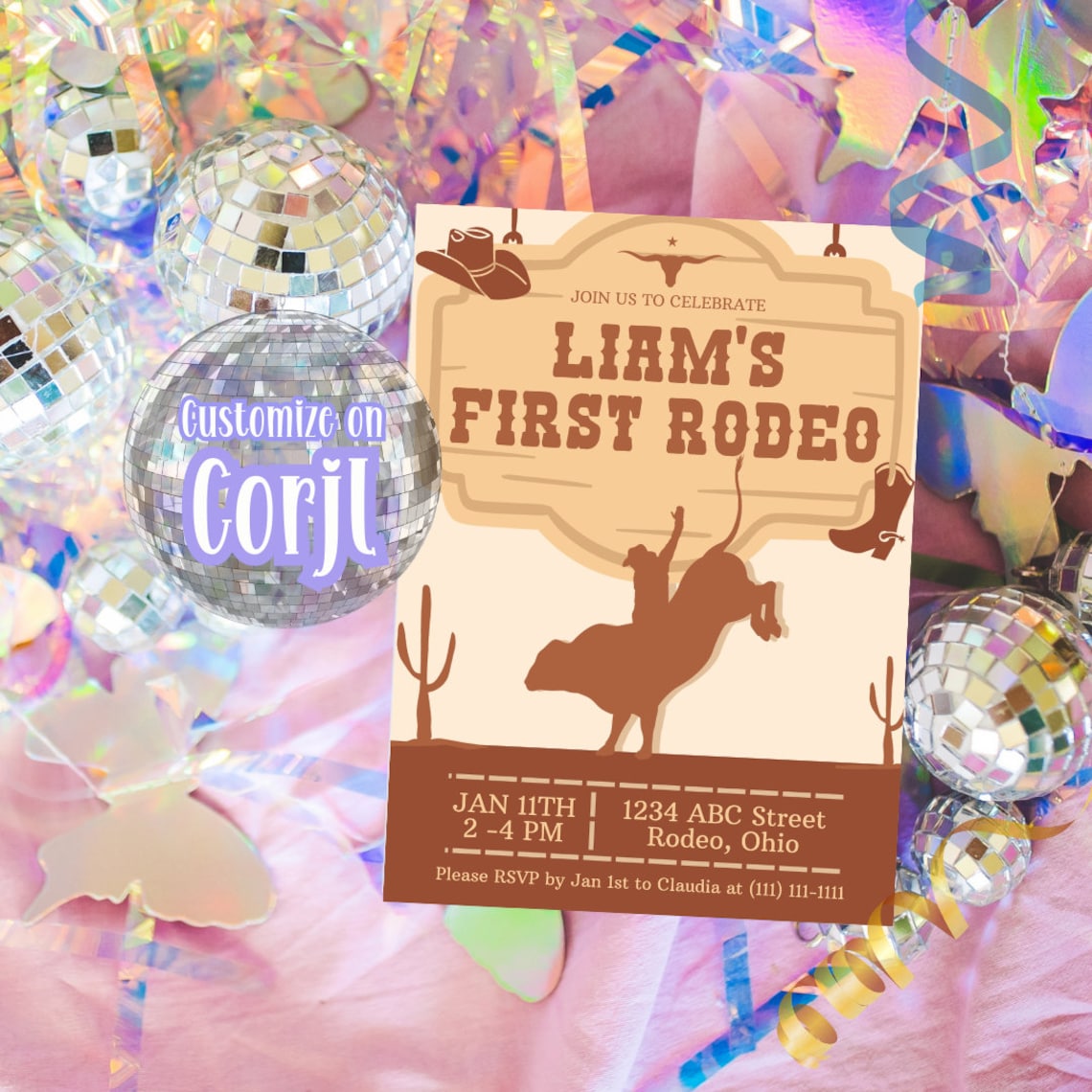 Editable First Rodeo Birthday Invitation - Digital Download Png, Pdf ...
