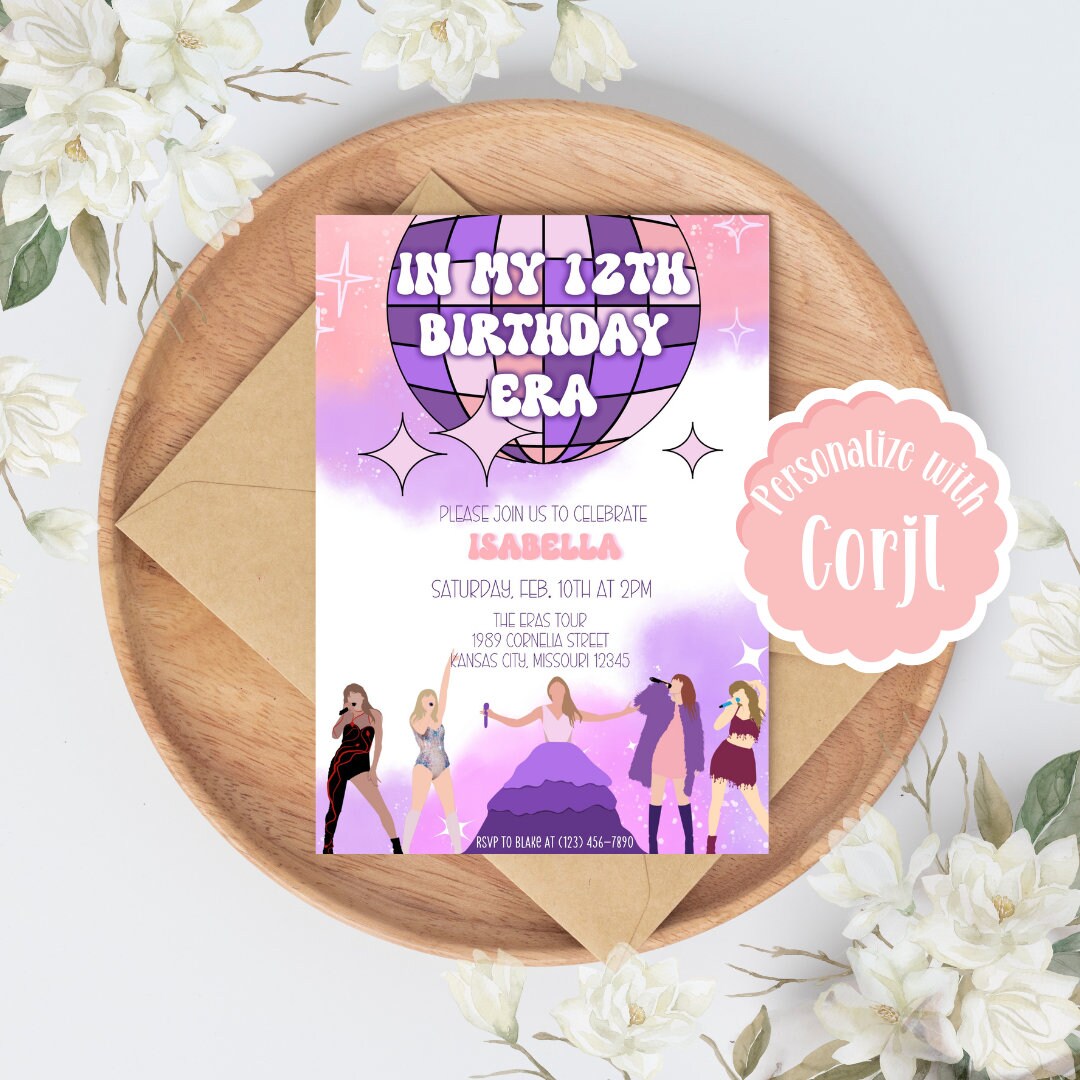 Editable TS Swiftie Era Birthday Invitation digital Download - Etsy