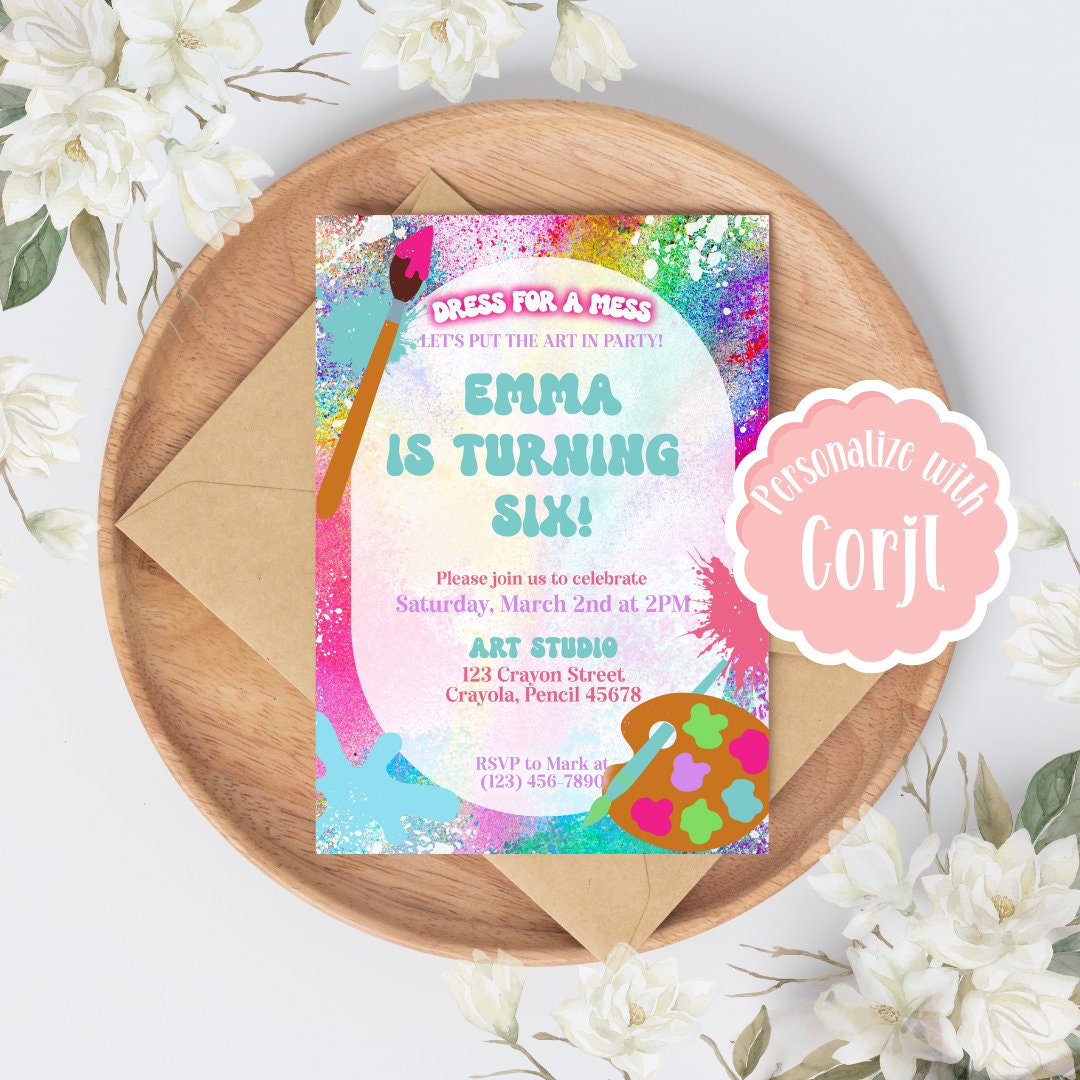 Editable Paint Art Party Invitation Digital Download - Etsy