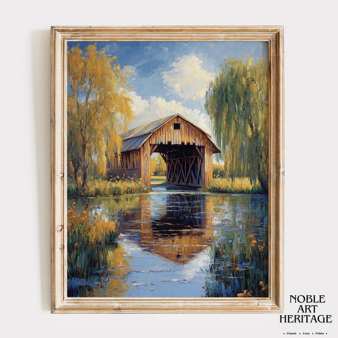 Rustic Autumn Bridge Landscape Printable Fall Wall Art Classic