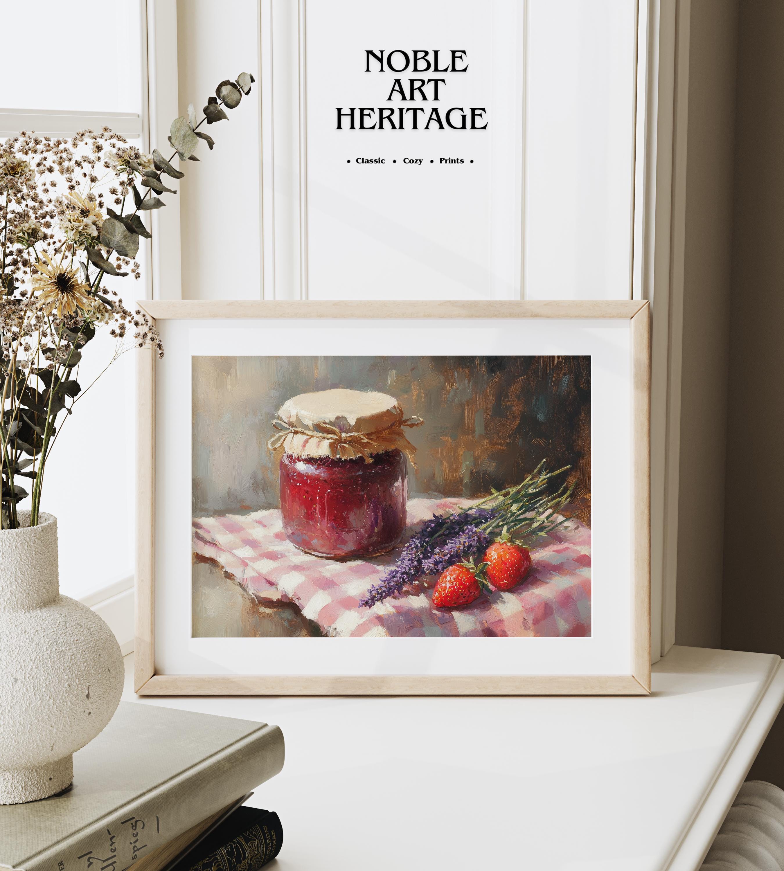 Vintage Strawberry Jam Painting – Rustic Cottagecore Kitchen Art ...